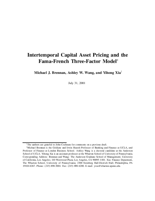 (PDF) Intertemporal Capital Asset Pricing and the Fama-French Three ...