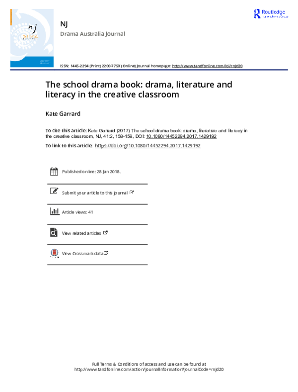 (PDF) The School Drama Book: Drama, literature and literacy in the ...