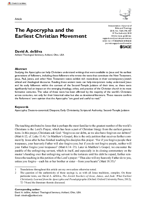 (PDF) The Apocrypha and the Earliest Christian Movement