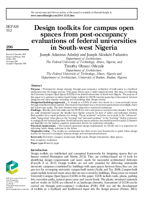 (PDF) Design toolkits for campus open spaces from post-occupancy ...