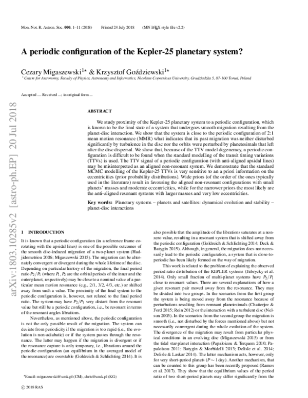 (PDF) A periodic configuration of the Kepler-25 planetary system