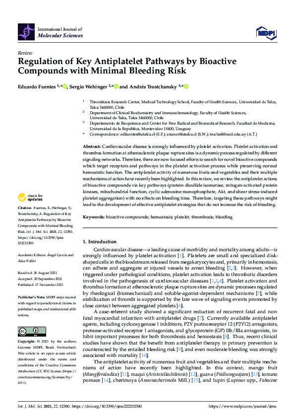 (PDF) Regulation of Key Antiplatelet Pathways by Bioactive Compounds ...