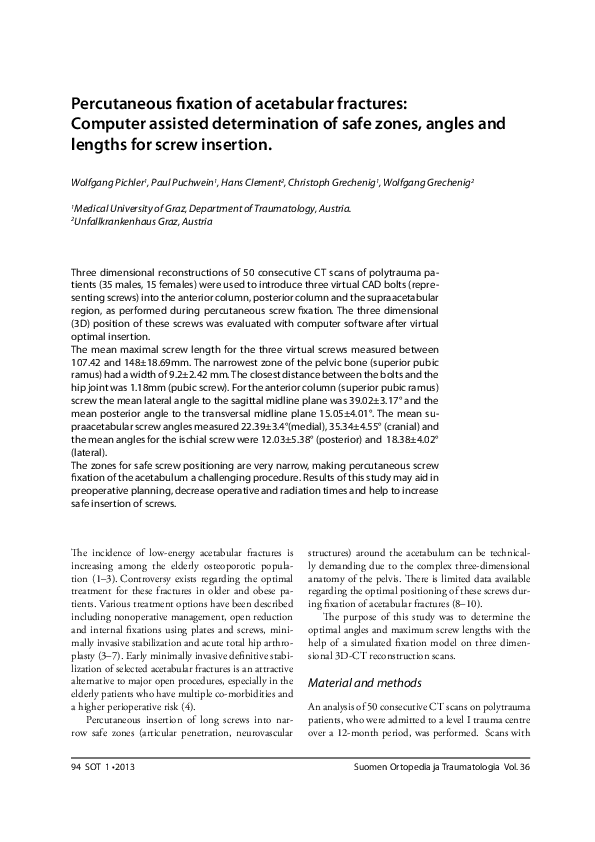 (PDF) Percutaneous fixation of acetabular fractures: computer-assisted ...