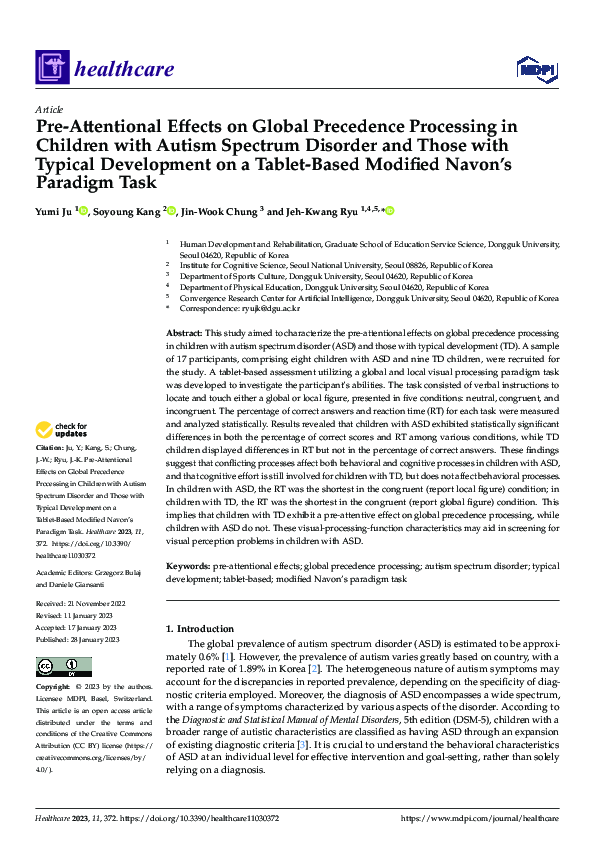 (PDF) Pre-Attentional Effects on Global Precedence Processing in ...
