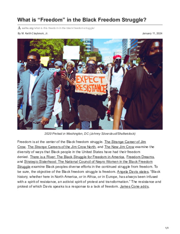 (PDF) What is 'Freedom' in the Black Freedom Struggle?