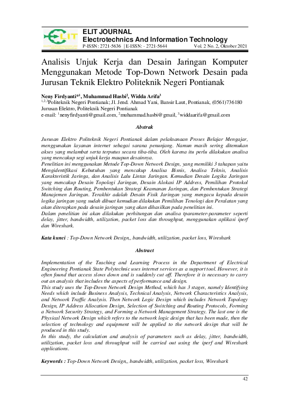 (PDF) Analisis Unjuk Kerja dan Desain Jaringan Komputer Menggunakan Metode Top-Down Network ...