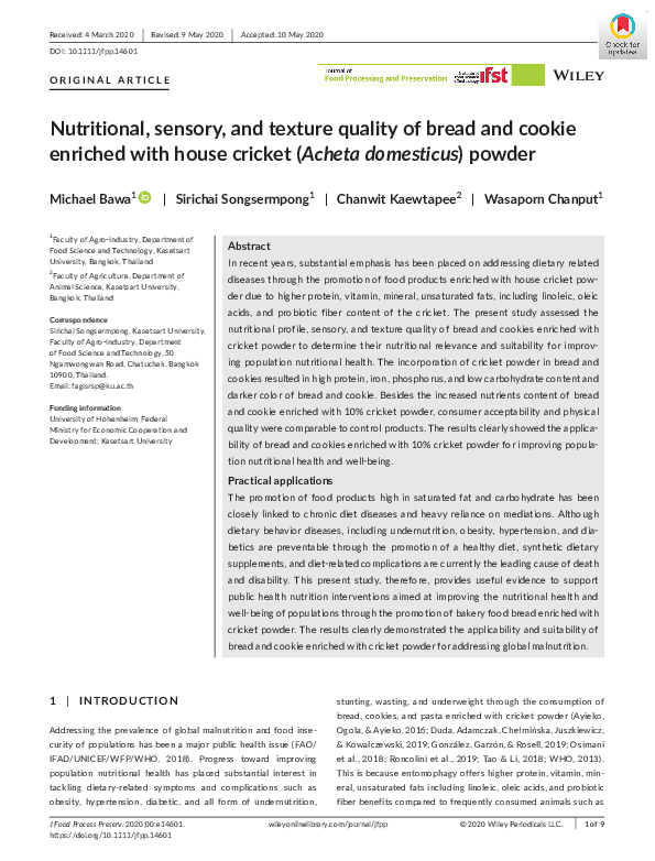 (PDF) Nutritional, sensory, and texture quality of bread and cookie ...