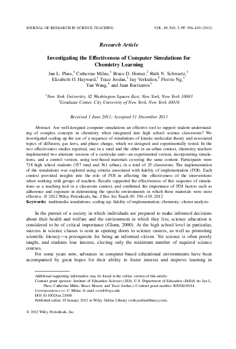 (PDF) Investigating the effectiveness of computer simulations for ...