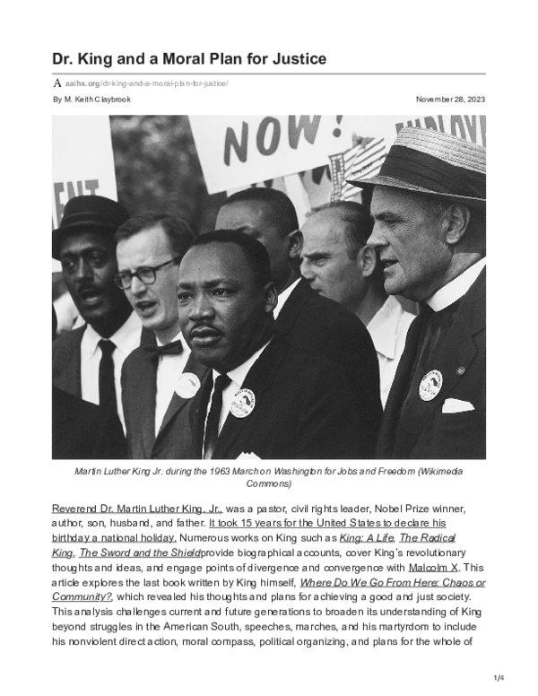 (PDF) Dr. King and a Moral Plan for Justice