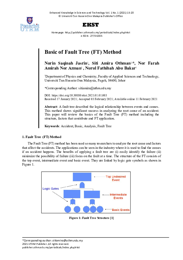 (PDF) Basic of Fault Tree (FT) Method