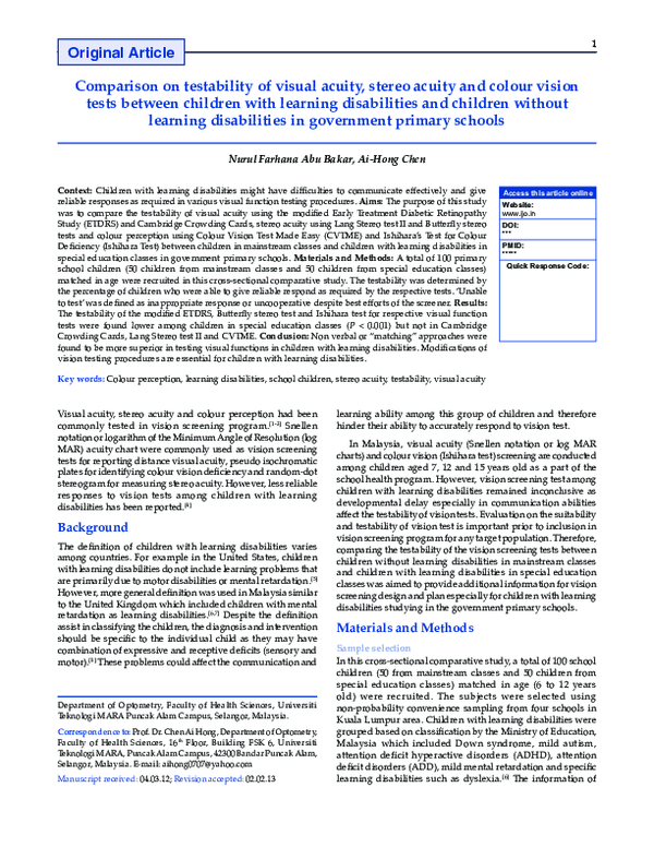 (PDF) Comparison on testability of visual acuity, stereo acuity and ...
