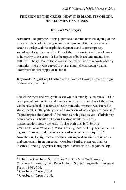 (PDF) The Sign of the Cross: How It is Made, Its Origins, Development ...