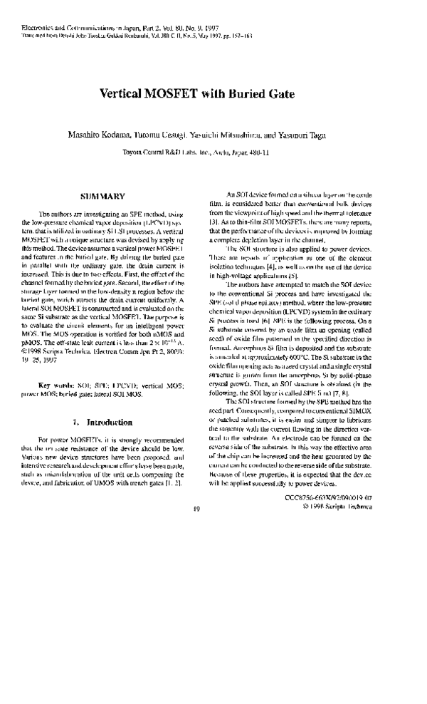 (PDF) Vertical MOSFET with buried gate