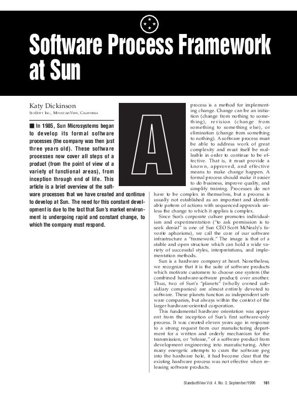 (PDF) Software process framework at Sun