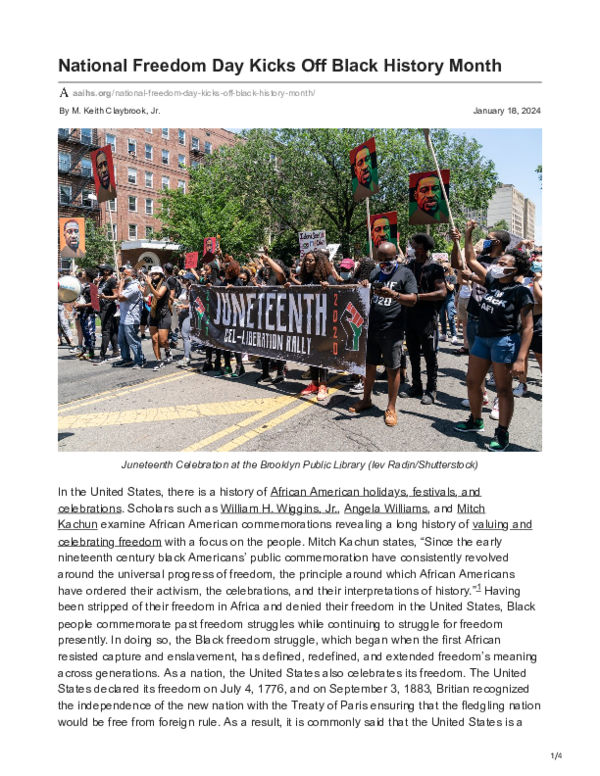 (PDF) National Freedom Day Kicks Off Black History Month