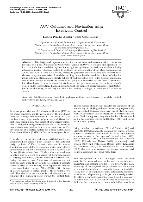 (PDF) AUV Guidance and Navigation Using Intelligent Control