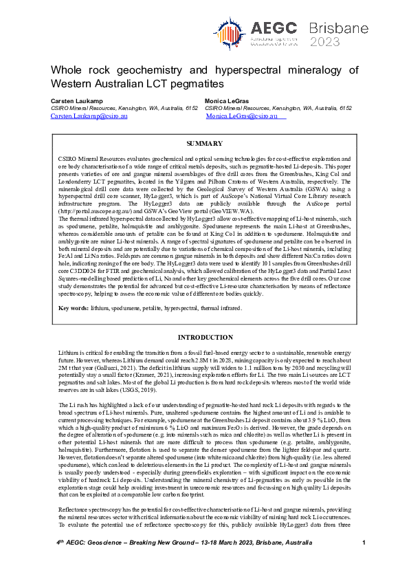 (PDF) Whole rock geochemistry and hyperspectral mineralogy of Western ...