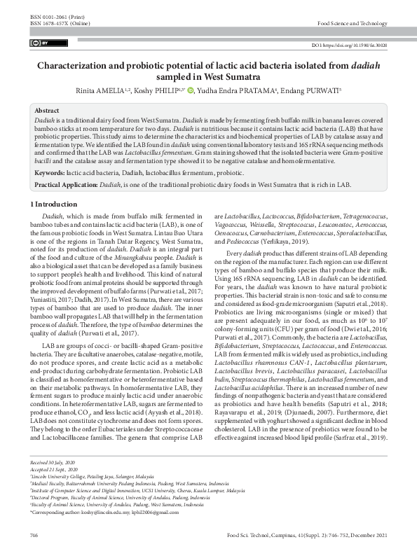 (PDF) Characterization and probiotic potential of lactic acid bacteria ...