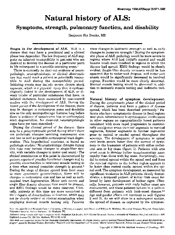 (PDF) Natural history of ALS: Symptoms, strength, pulmonary function ...
