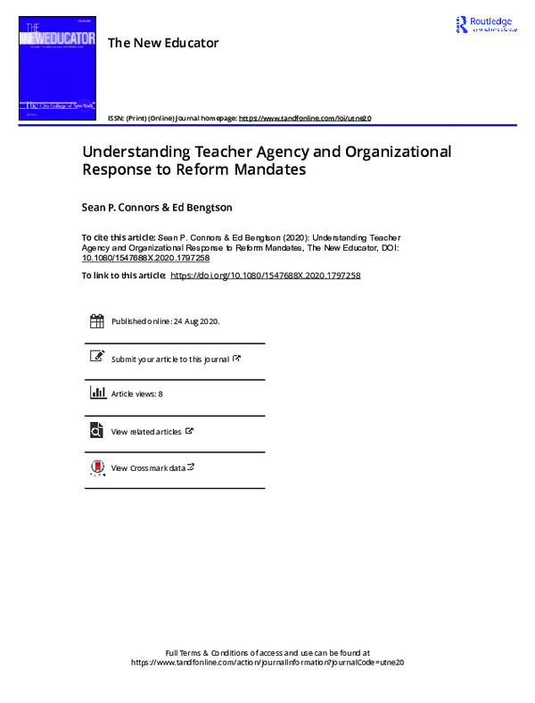 (PDF) Understanding Teacher Agency and Organizational Response to ...