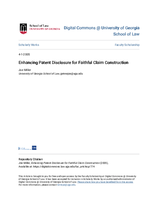 (PDF) Enhancing Patent Disclosure for Faithful Claim Construction