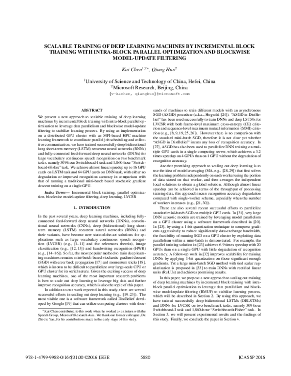 (PDF) Scalable training of deep learning machines by incremental block training with intra-block ...