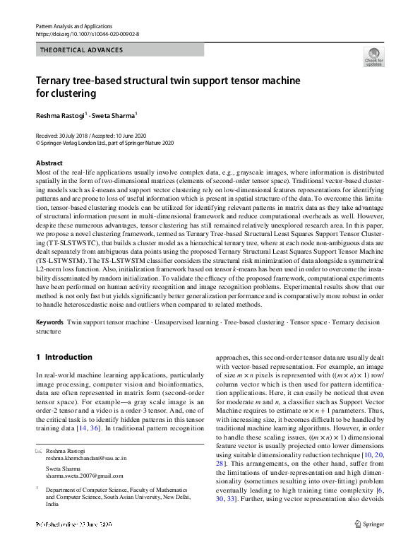 Ternary Tree Based Structural Twin Support Tensor Machine For Clustering