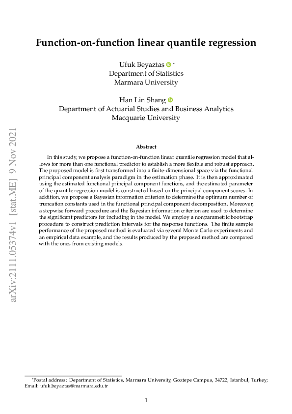 (PDF) Function-On-Function Linear Quantile Regression