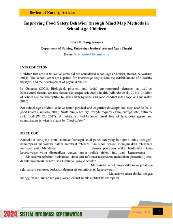 (DOC) Improving Food Safety Behavior through Mind Map Methods in School ...