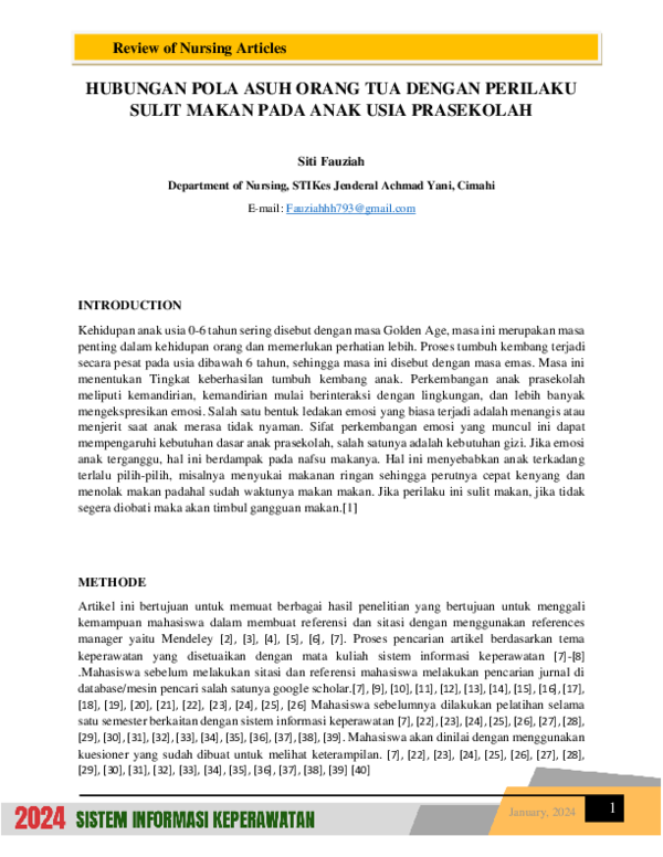 (PDF) Hubungan pola asuh orang tua dengan perilaku sulit makan pada anak usia prasekolah
