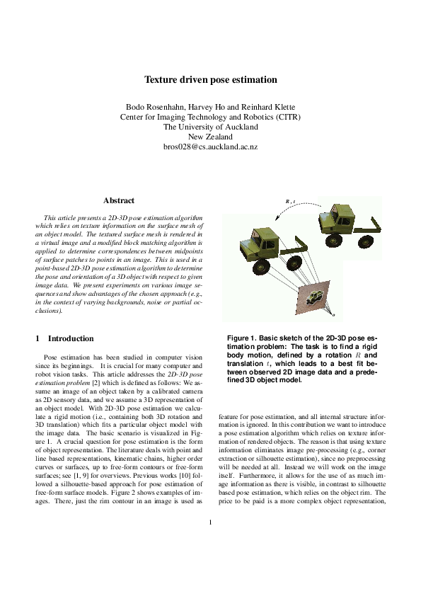 (PDF) Texture Driven Pose Estimation