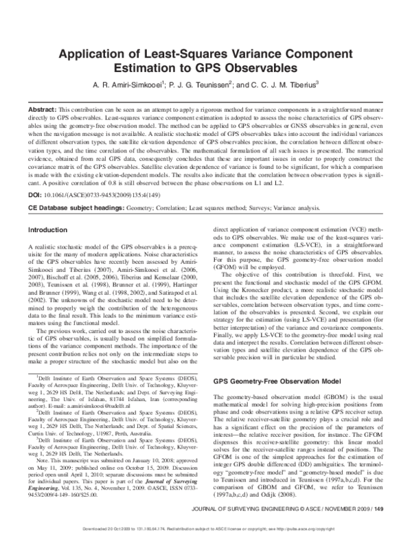 (PDF) Application of least squares variance component estimation to ...