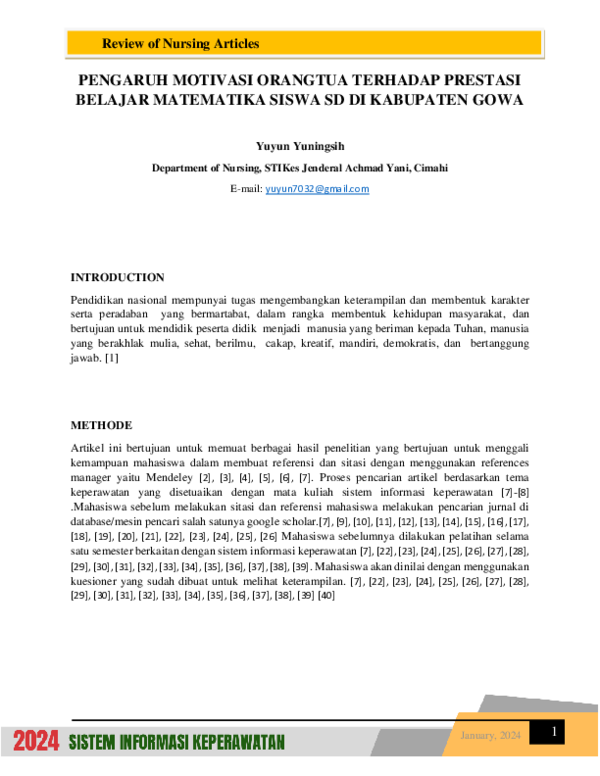 (PDF) PENGARUH MOTIVASI ORANGTUA TERHADAP PRESTASI BELAJAR MATEMATIKA SISWA SD DI KABUPATEN GOWA