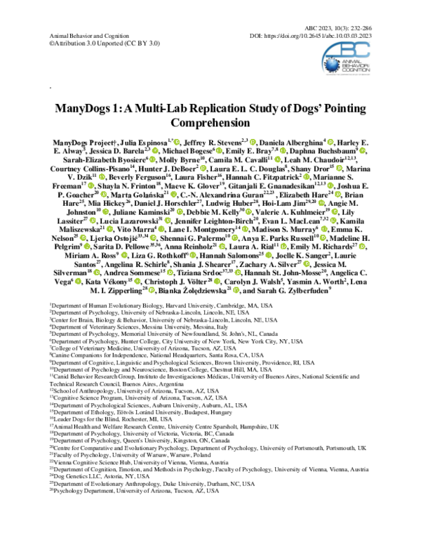 (PDF) ManyDogs 1: A Multi-Lab Replication Study of Dogs' Pointing ...