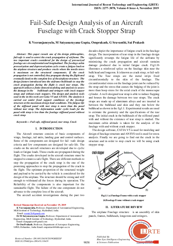 (PDF) Fail-Safe Design Analysis of an Aircraft Fuselage with Crack ...