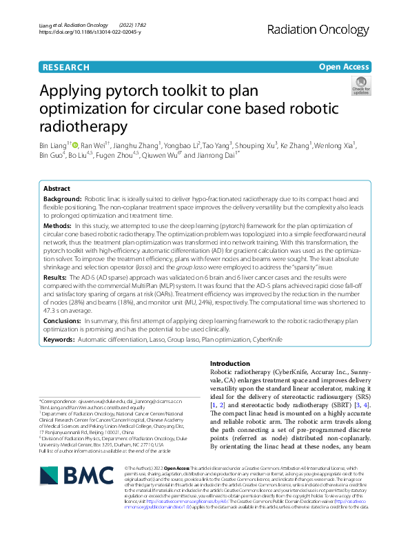 (PDF) Applying pytorch toolkit to plan optimization for circular cone ...