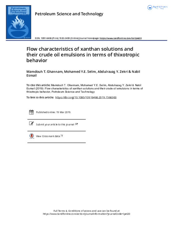 (PDF) Flow characteristics of xanthan solutions and their crude oil ...