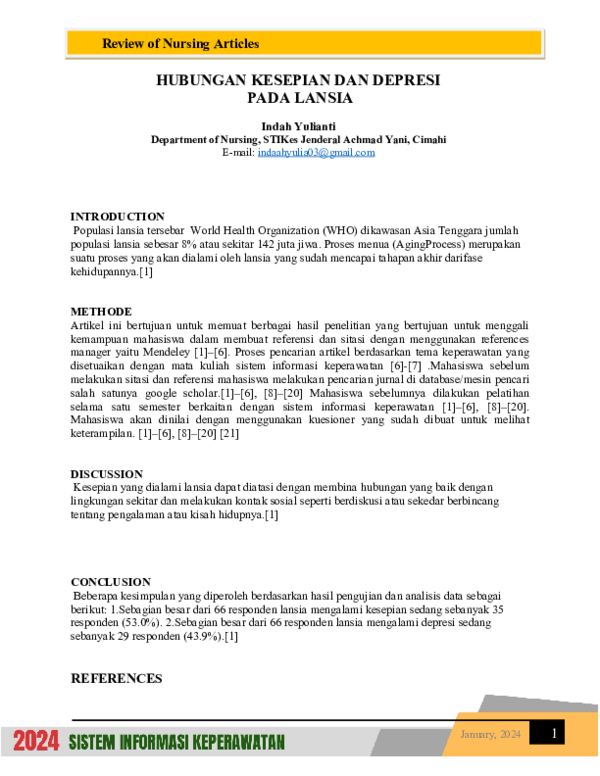 (DOC) HUBUNGAN KESEPIAN DAN DEPRESI PADA LANSIA