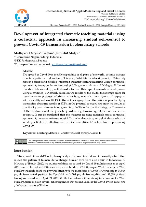 (PDF) Development of integrated thematic teaching materials using a ...