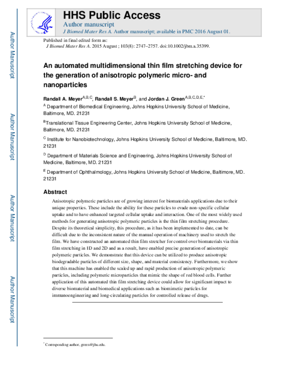 (PDF) An automated multidimensional thin film stretching device for the ...