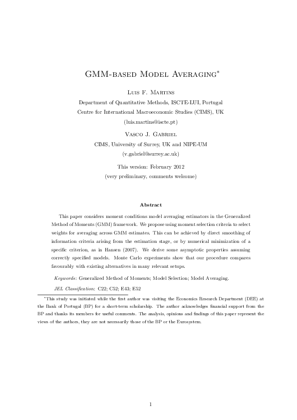(PDF) GMM-based Model Averaging