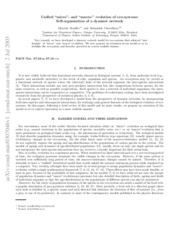 (PDF) Unified “micro”- and “macro-” evolution of eco-systems: self ...