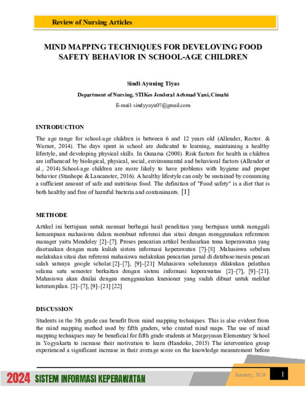 (DOC) MIND MAPPING TECHNIQUES FOR DEVELOVING FOOD SAFETY BEHAVIOR IN ...
