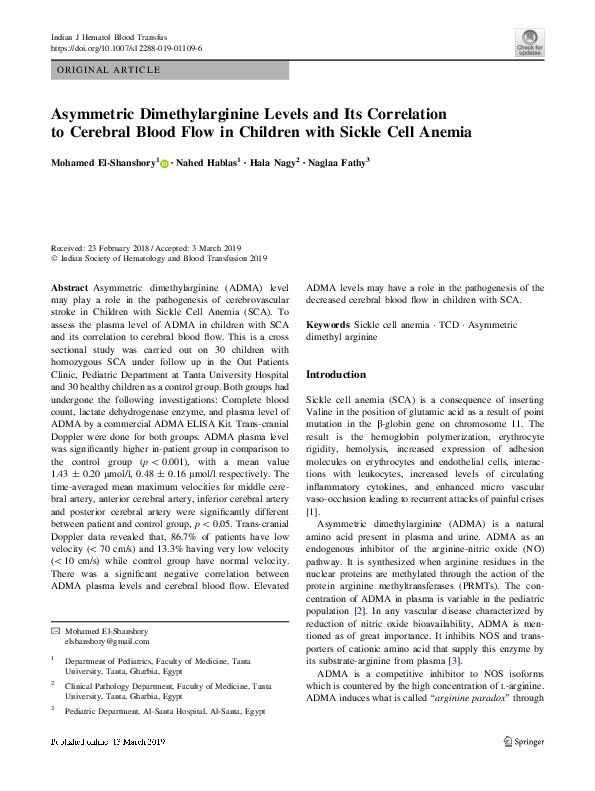 (PDF) Asymmetric Dimethylarginine Levels and Its Correlation to ...