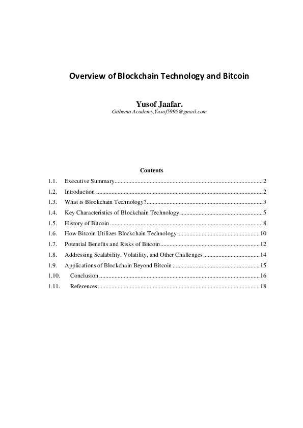 (PDF) Overview of Blockchain Technology and Bitcoin