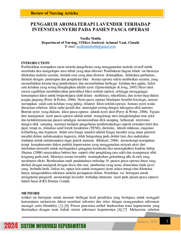 (DOC) PENGARUH AROMATERAPI LAVENDER TERHADAP INTENSITAS NYERI PADA ...