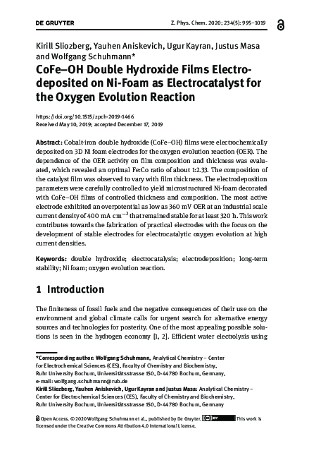 (PDF) CoFe–OH Double Hydroxide Films Electrodeposited on Ni-Foam as ...