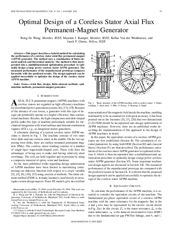 (PDF) Optimal design of a coreless stator axial flux permanent-magnet generator