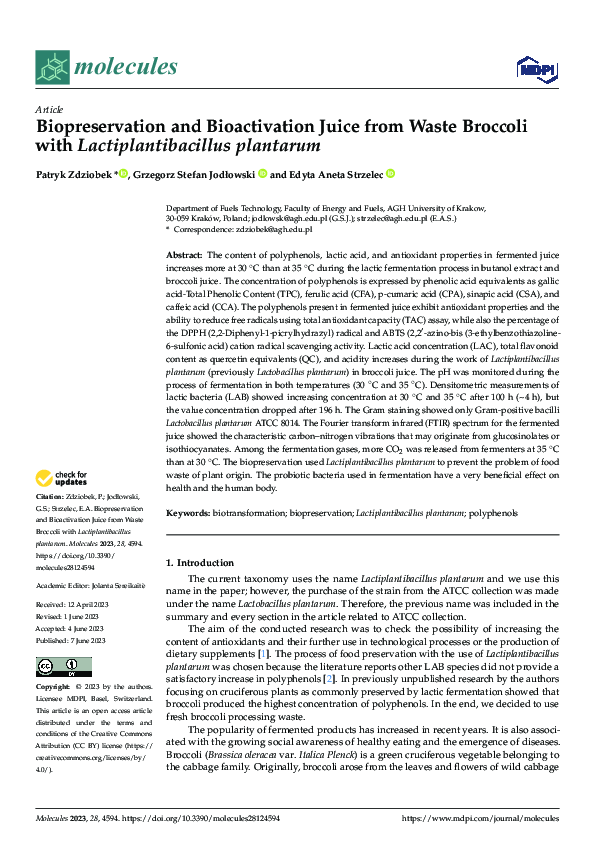 (PDF) Biopreservation and Bioactivation Juice from Waste Broccoli with ...