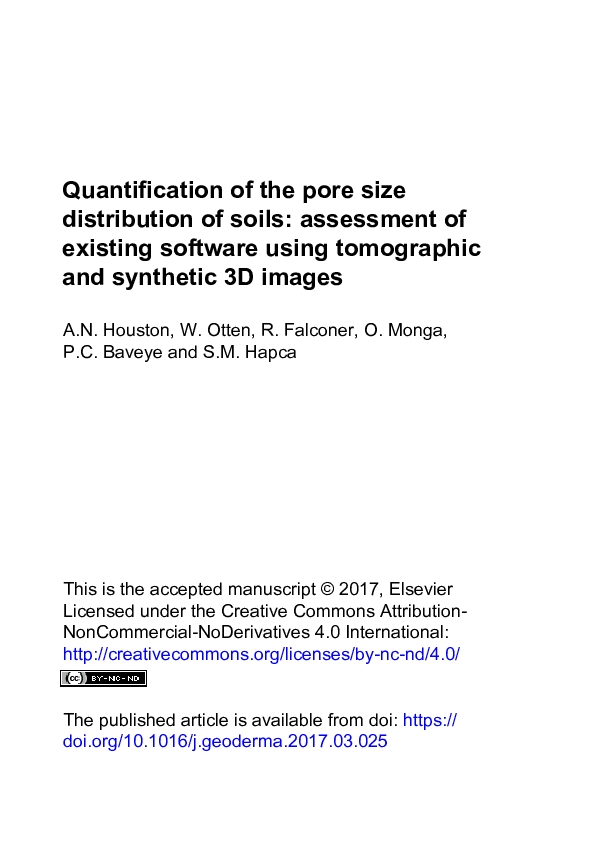 (PDF) Quantification of the pore size distribution of soils: Assessment of existing software ...